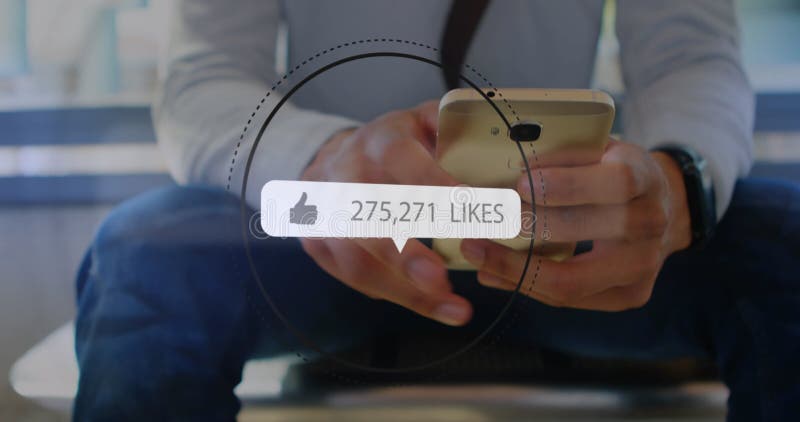 Image of Likes Icon with Increasing Numbers Over Midsection of ...