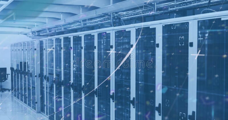 Image of Lines Flickering and Markers Moving Over Computer Servers in ...