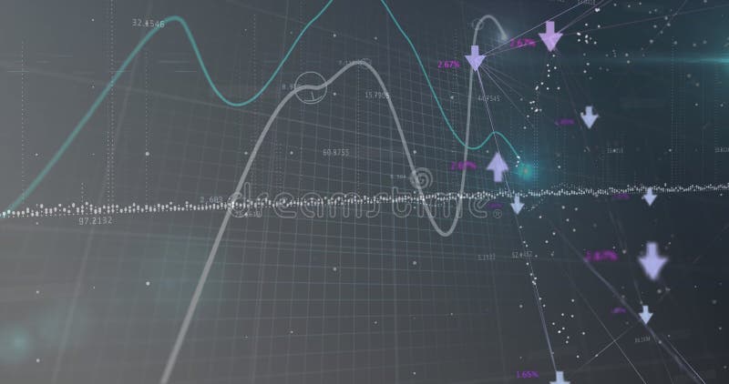 Image of Lines and Numbers Changing, Arrows and Data Processing Over Grid Stock Image - Image of ...