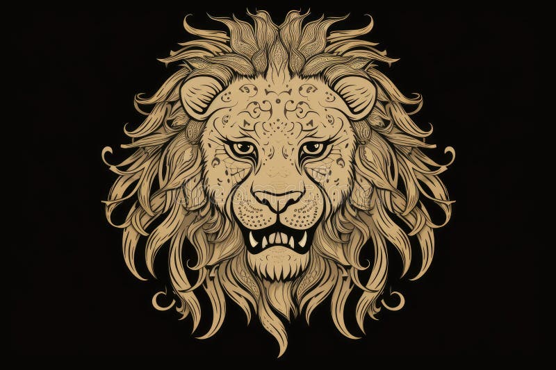 Image of a Lion in the Style of Iconography Generative AI Stock ...