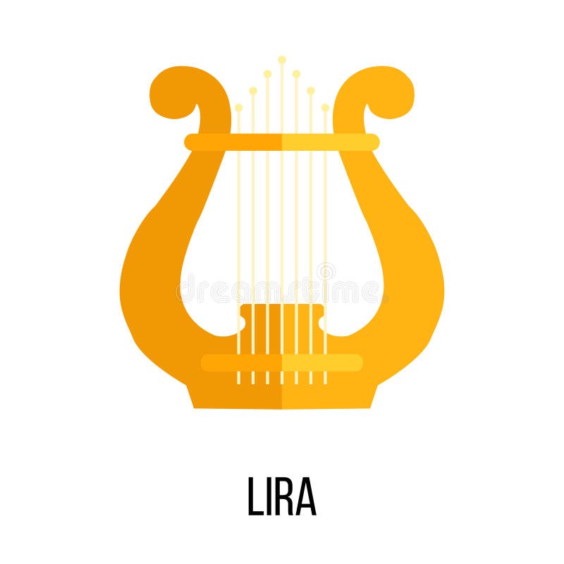 Cat musician with lira stock vector. Illustration of drawing - 112373770