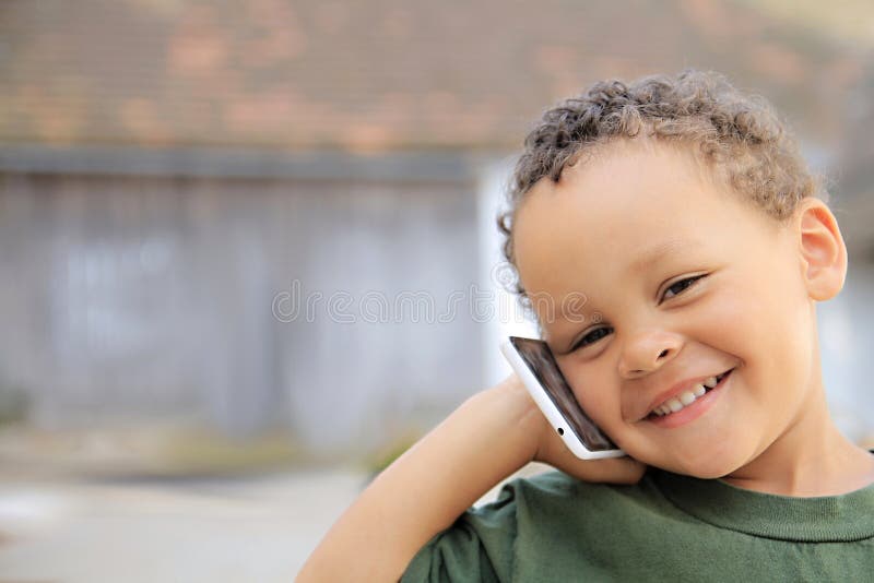 Little Boy Making a Phone Call Stock Photo - Image of small, portrait ...