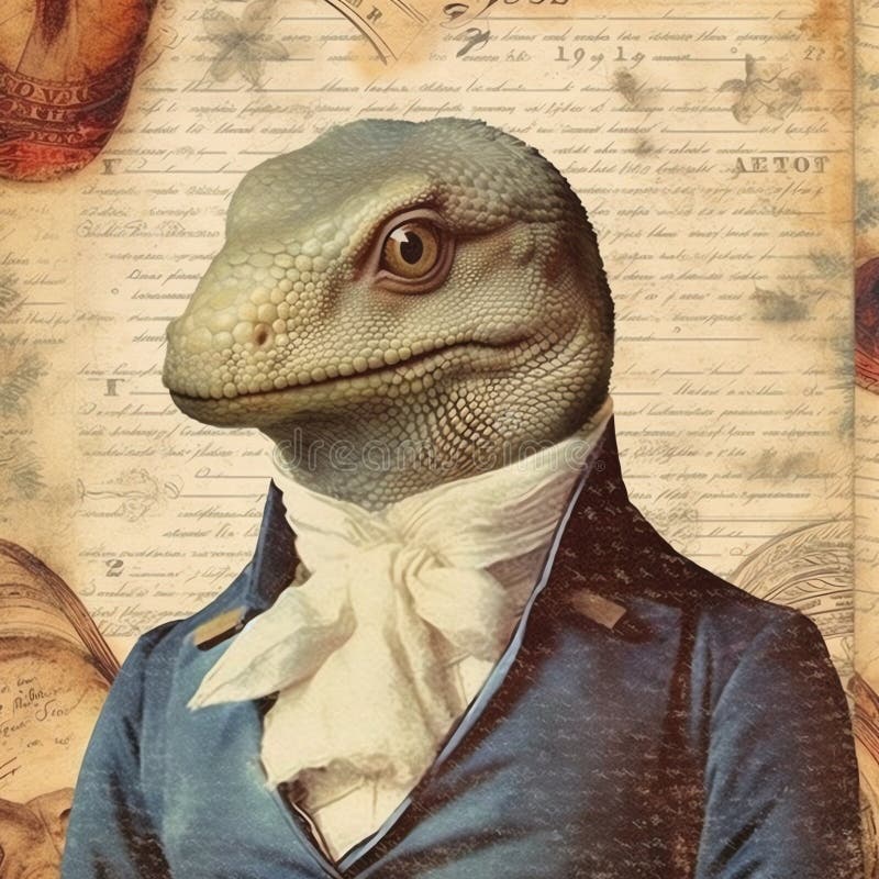 Lizard Old Paper, Vintage Digital Paper Stock Illustration ...