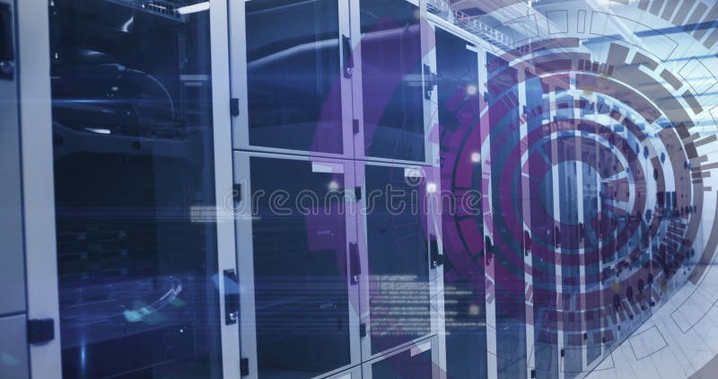 Image of Loading Circles and Computer Language Over Data Server Room Stock Image - Image of room ...