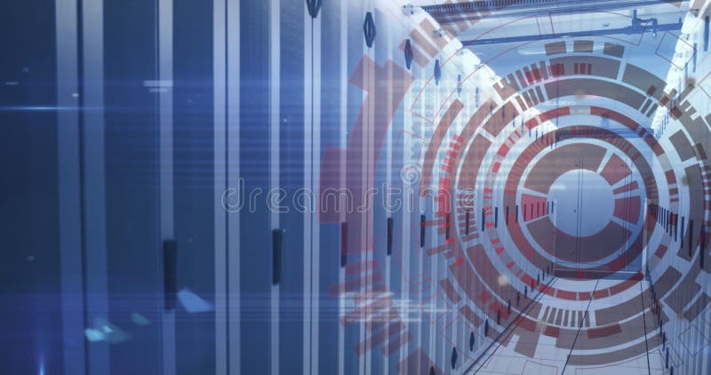 Image of Loading Circles and Computer Language Over Data Server Room ...