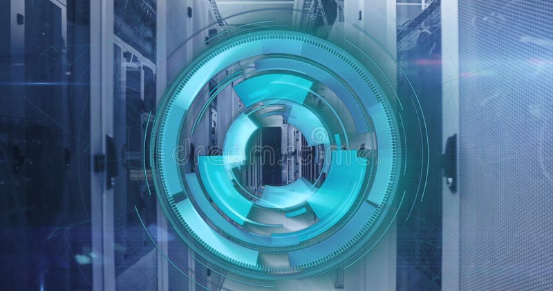 Image of Loading Circles and Computer Language Over Server Room Stock Illustration ...