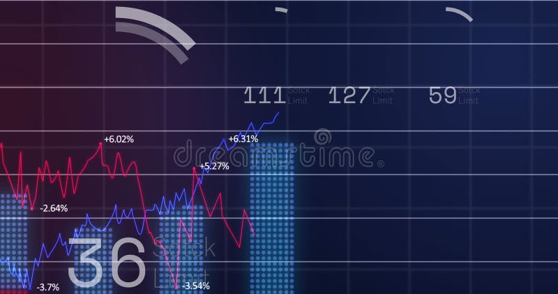 Image of Loading Circles, Graphs and Changing Numbers Over Black ...