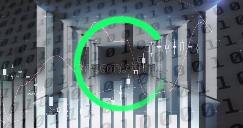 Image of Loading Ring Over Diagrams and Server Room Stock Photo - Image ...