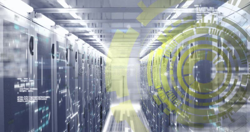 Image of Loading Scopes Over Computer Language Against Lines and Bars on Server Room Stock ...