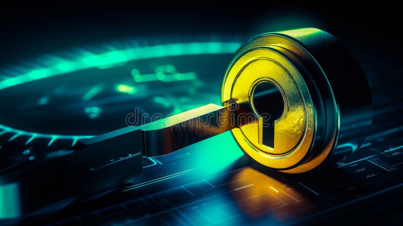 An Image of Lock on Computer Screen. Generative AI Stock Illustration ...
