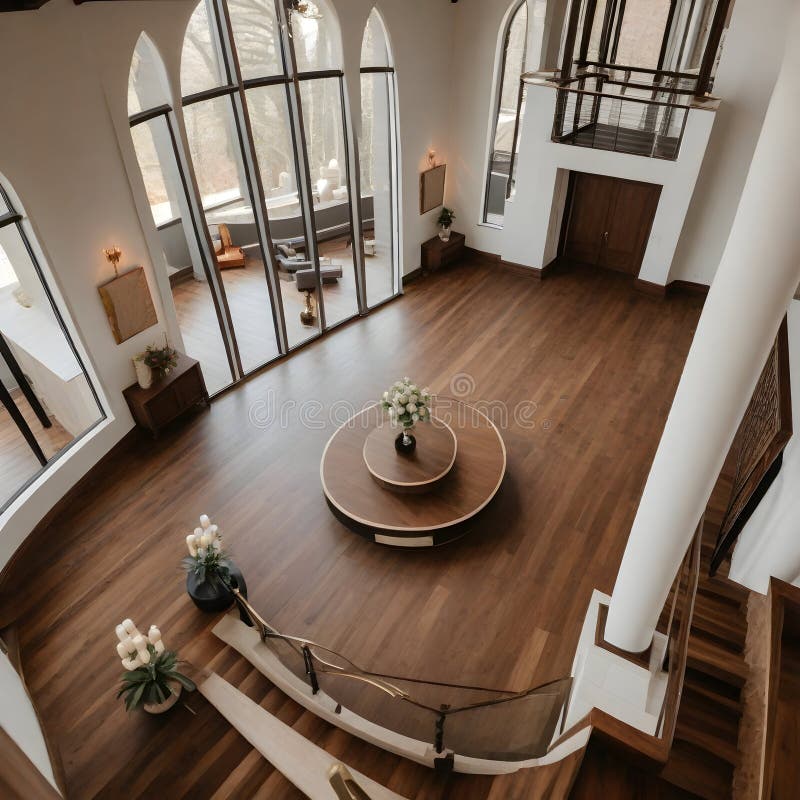 Image of Looking Down from the Upstairs Loft Onto an Expansive Luxury ...