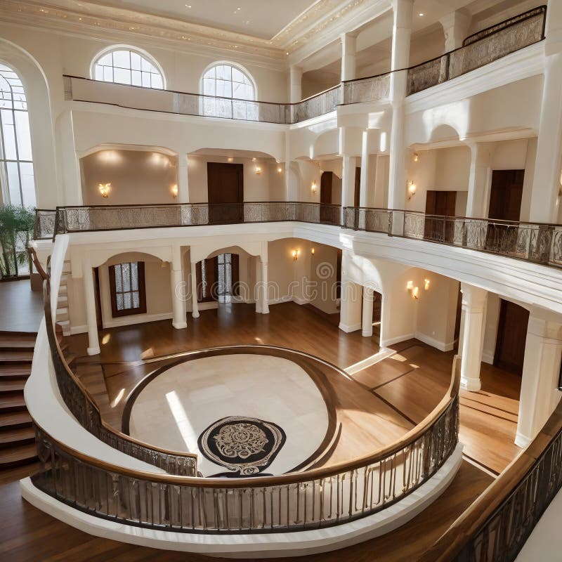 Image of Looking Down from the Upstairs Loft Onto an Expansive Luxury ...