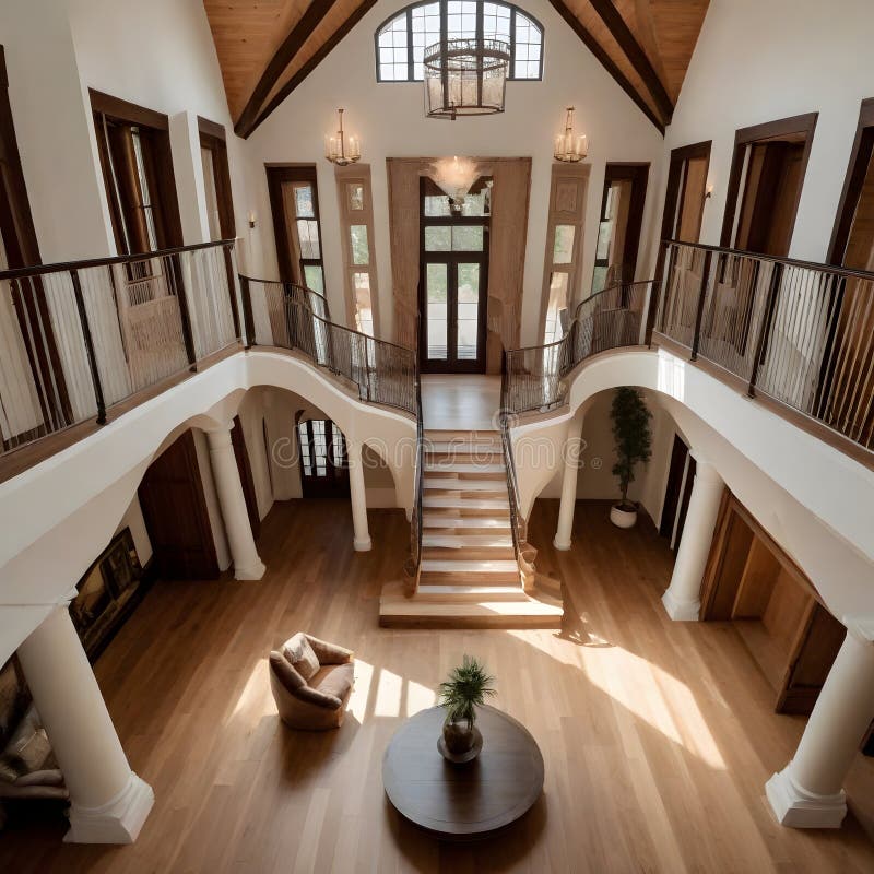 Image of Looking Down from the Upstairs Loft Onto an Expansive Luxury ...