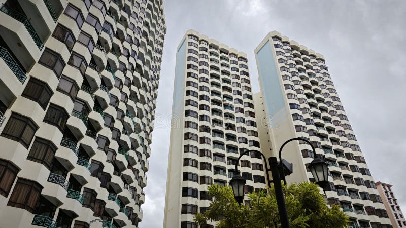 Looking Up the Daytime Blue Sky with the High Rise Building Balconies ...