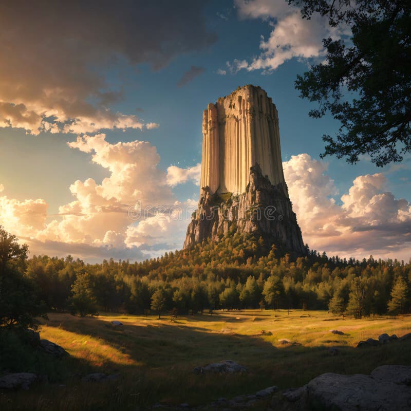 Looking Up the Girth of Devil S Tower National Monument Made with ...