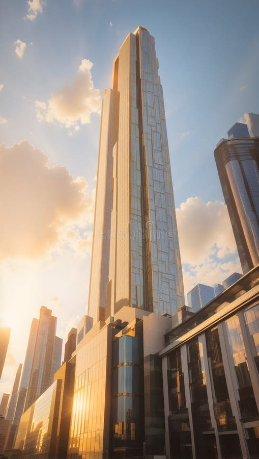 Image of Looking Up Scene the Very Tall Building Skyscraper Stock ...