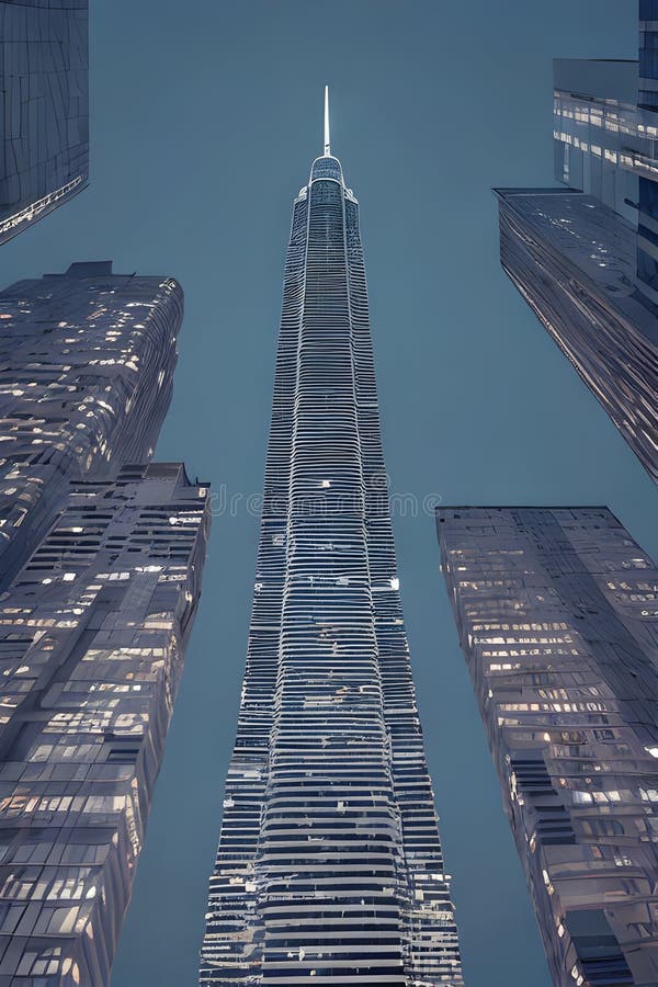 Image of Looking Up Scene the Very Tall Building Skyscraper Stock ...