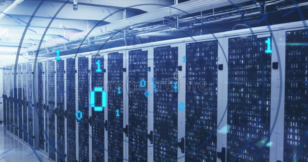 Image of Looping Binary Codes in Circular Tunnel Over Bars on Server ...