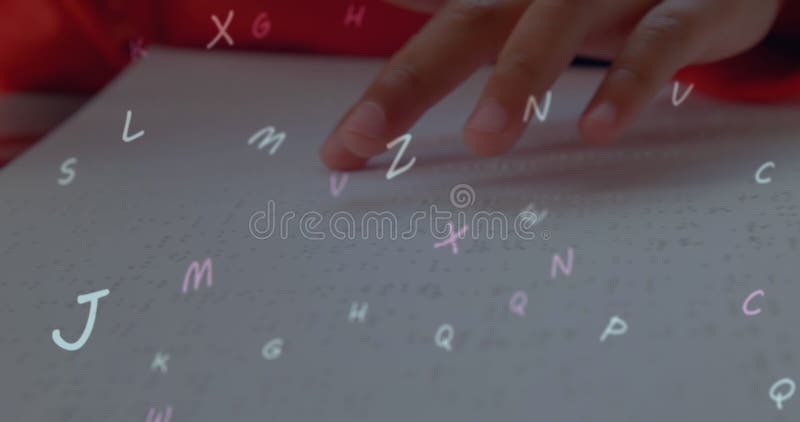 Image of Looping Letters Over Cropped Hand of Blind Student Reading ...