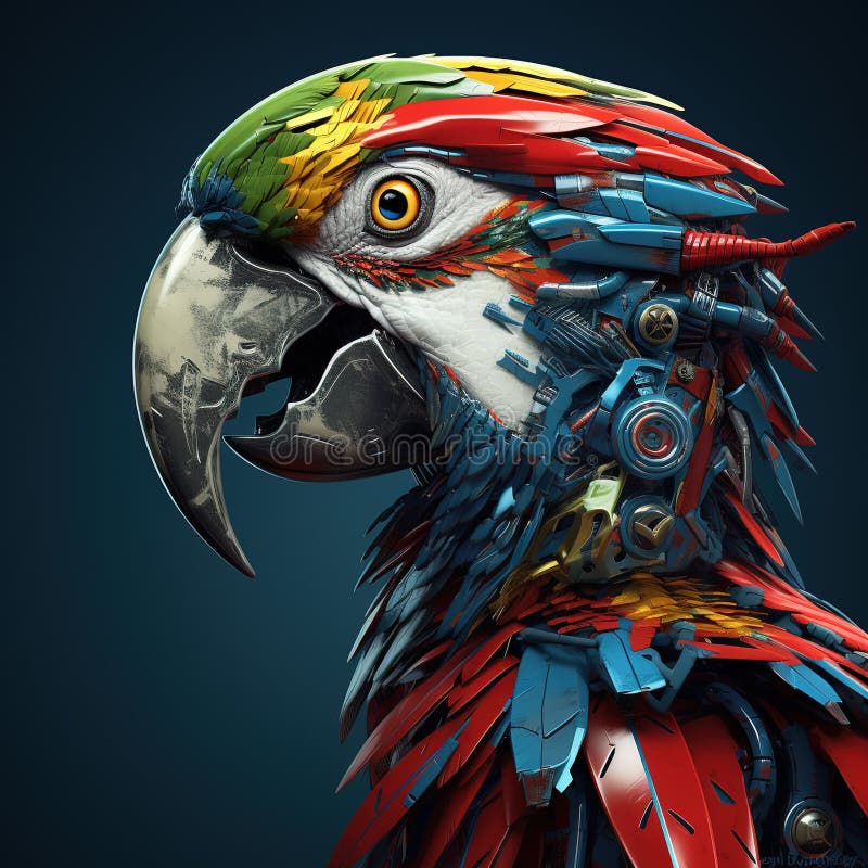 Image of a Macaw Parrot Head Modified into a Electronics Robot ...