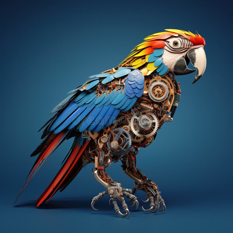 Image of a Macaw Parrot Modified into a Electronics Robot. Wildlife ...