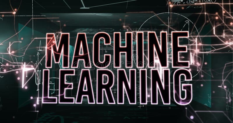 Image of Machine Learning Text Banner Light Trails Against Screens with ...