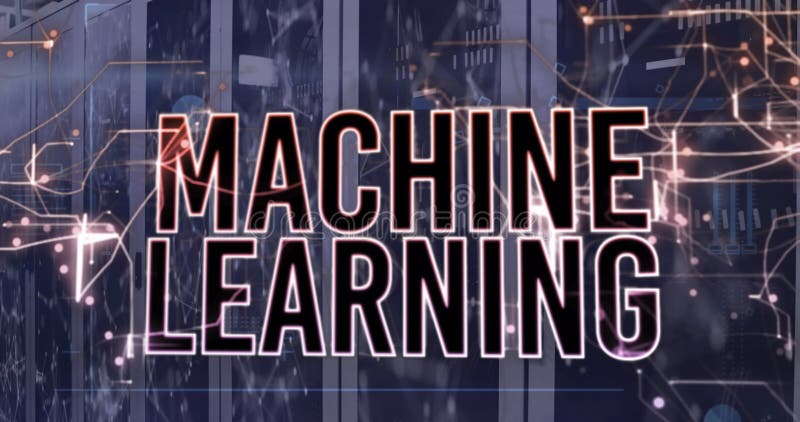 Image of Machine Learning Text, Navigation Pattern Over Connected Dots ...