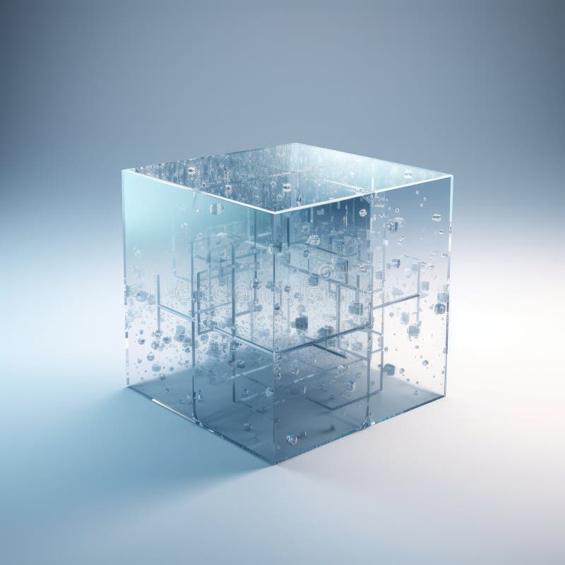 A Magic Cube Icon Blue Gradient Frosted Glass Generative AI Stock ...