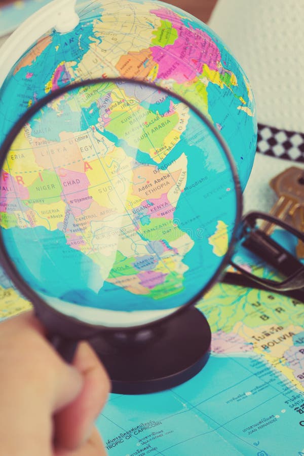 Image of Magnifier Grass on World Map. Stock Image - Image of paper ...