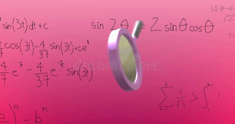 Image of Magnifying Glass Over Mathematical Data Processing Stock Image ...