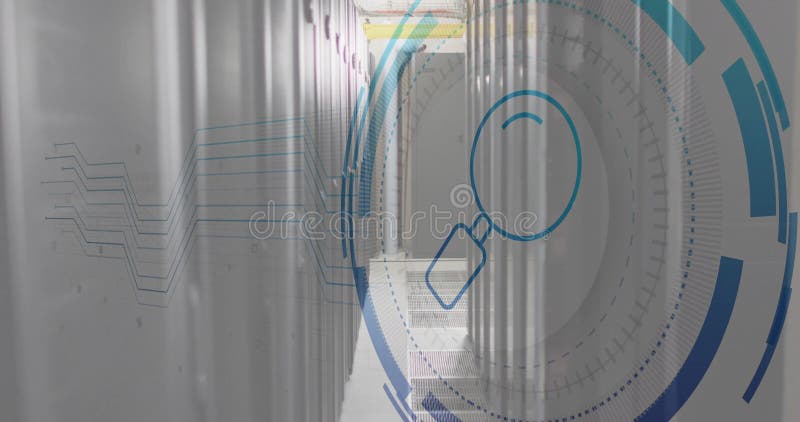 Image of Magnifying Loop and Digital Data Processing Over Computer Servers Stock Photo - Image ...