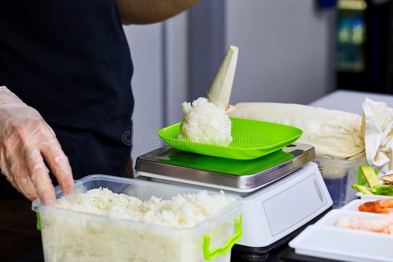 An Image of Making Sushi Rice by Chef Stock Image - Image of bowl ...