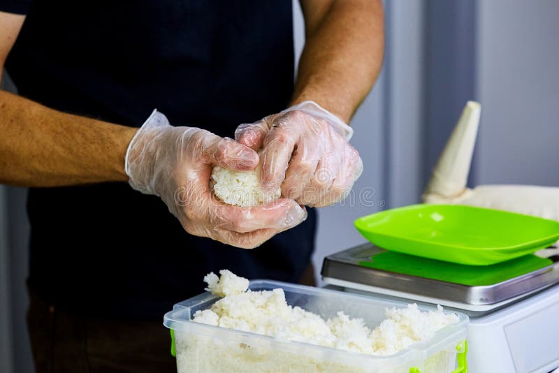 An Image of Making Sushi Rice by Chef Stock Image - Image of backdrop ...