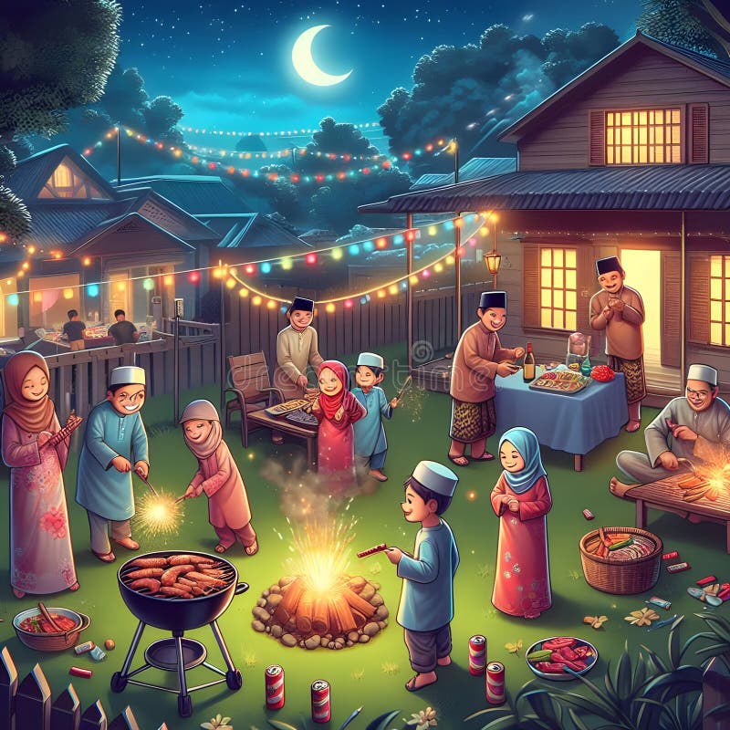 Image of Malay Folks Celebrating Hari Raya Aidilfitri in Their ...