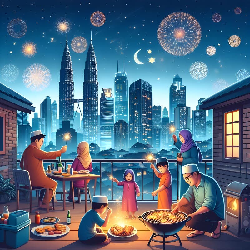 Image of Malay Folks Celebrating Hari Raya Aidilfitri in Their ...