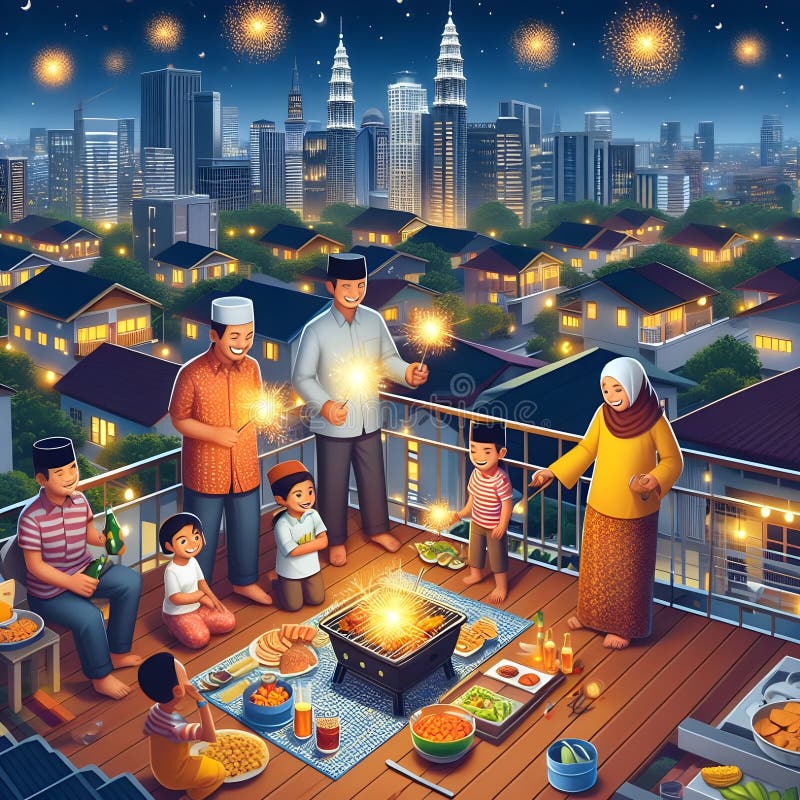 Image of Malay Folks Celebrating Hari Raya Aidilfitri in Their ...