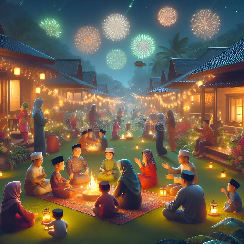 Image of Malay Folks Celebrating Hari Raya Aidilfitri in Their ...