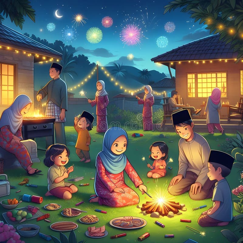 Image of Malay Folks Celebrating Hari Raya Aidilfitri in Their ...