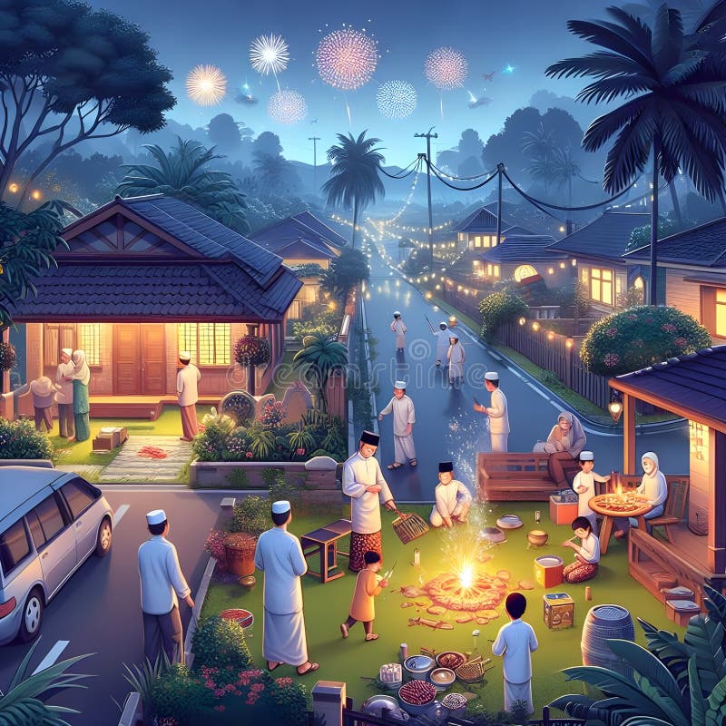 Image of Malay Folks Celebrating Hari Raya Aidilfitri in Their ...