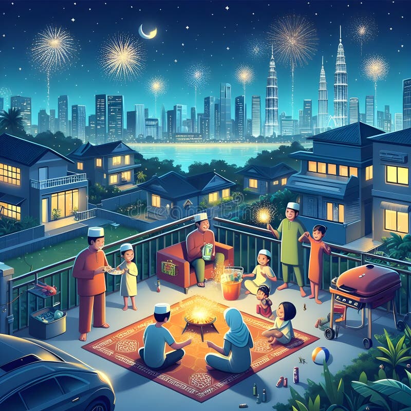 Image of Malay Folks Celebrating Hari Raya Aidilfitri in Their ...