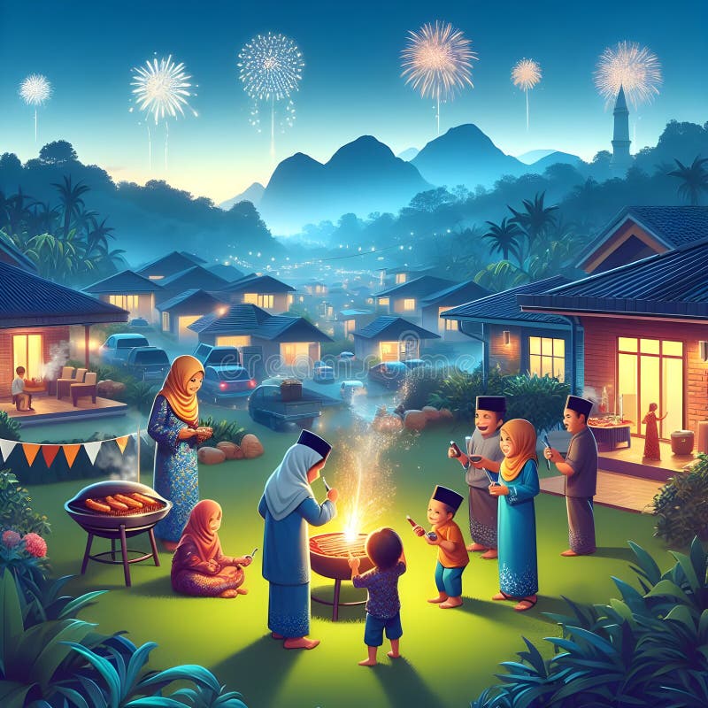 Image of Malay Folks Celebrating Hari Raya Aidilfitri in Their ...