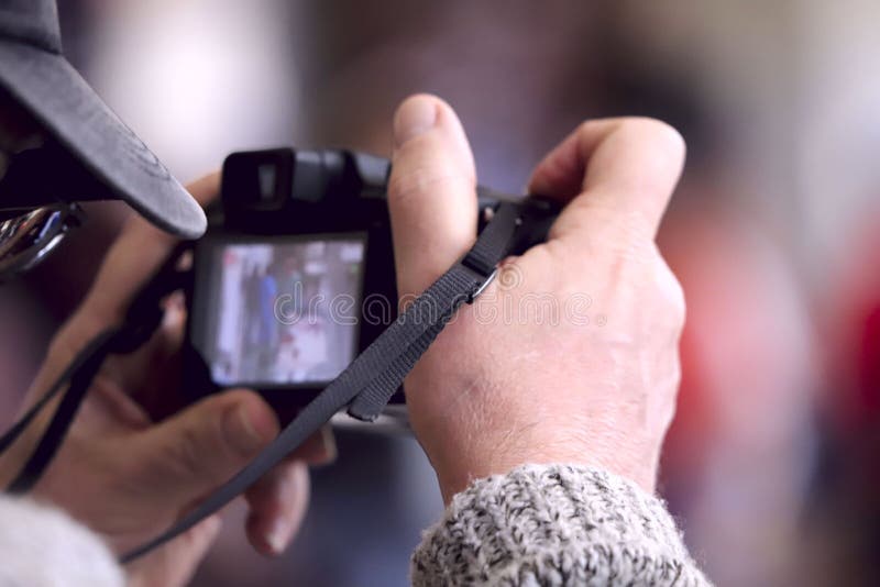 The Image of Male Hands with a Camera. Stock Photo - Image of open ...