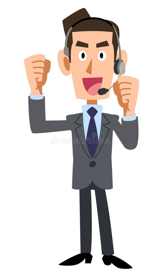 Male Operator Wearing a Headset that Guts Poses Stock Vector ...