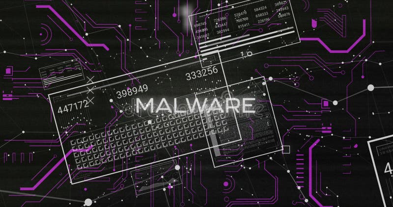 Image of Malware Text, Binary Codes, Loading Bars, Changing Numbers on ...