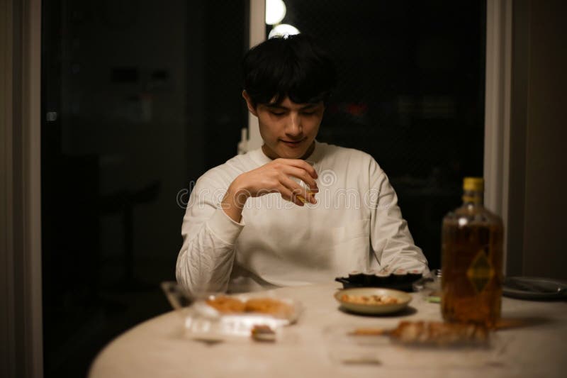 Man eating at home stock image. Image of chicken, drinking - 325182491