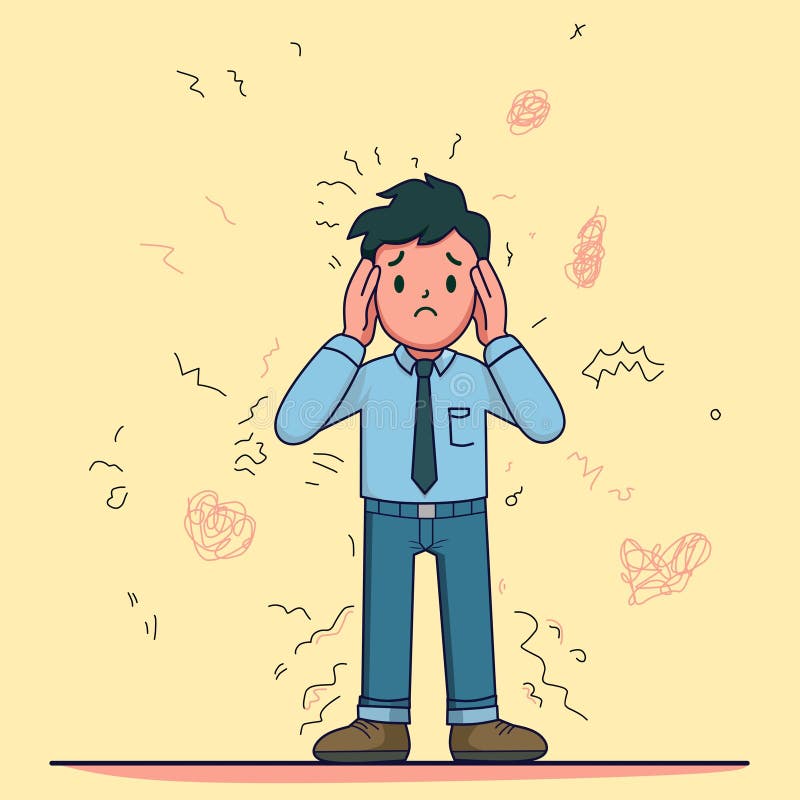 Image of a Man Feeling Anxious Stock Vector - Illustration of afraid ...