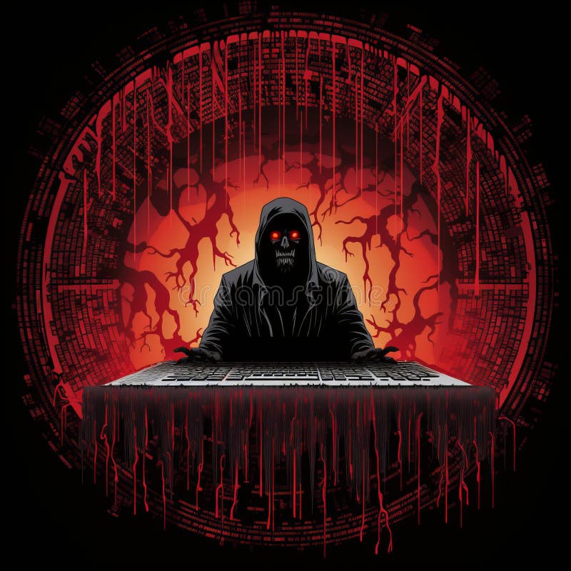 An Image of a Man in a Hoodie Sitting at a Computer Stock Illustration ...
