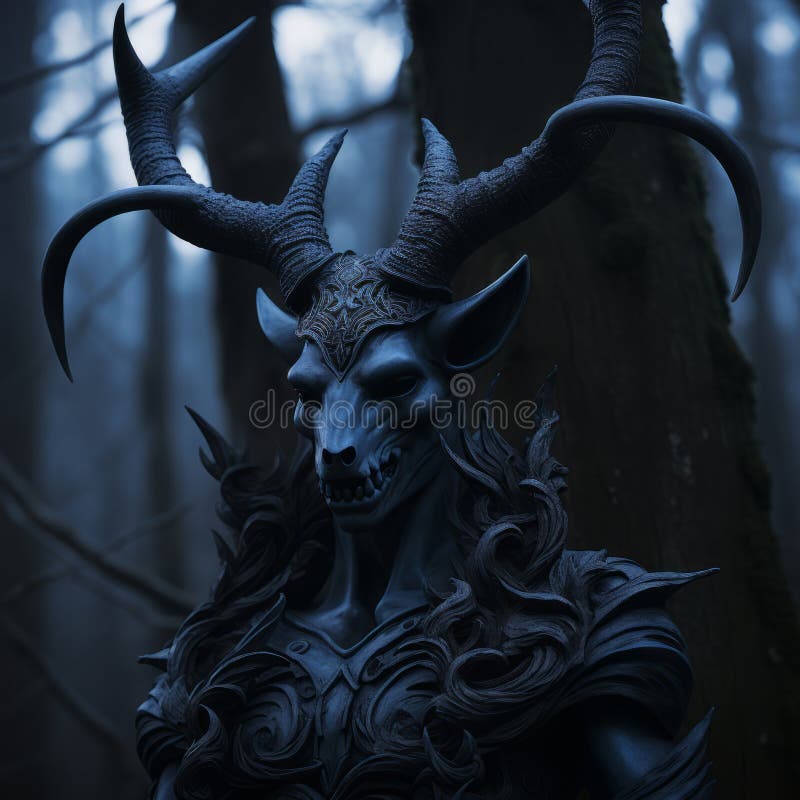 An Image of a Man with Horns in the Woods Stock Illustration ...