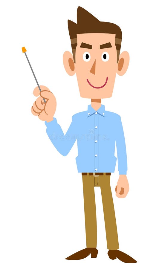 A Man in a Light Blue Shirt Holding a Pointer and Explaining Stock ...