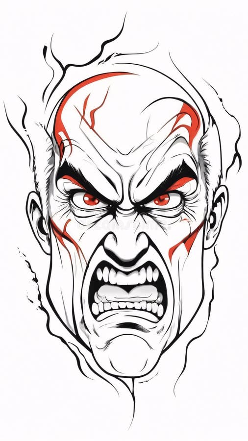 Image of a Man S Face in Rage. Stock Illustration - Illustration of ...